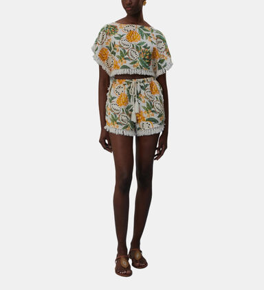 Farm Rio Biriba Printed Frill Blouse | Galeries Lafayette UAE