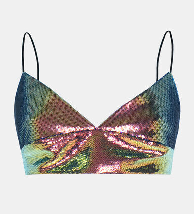 Blue For Burgundy - Sequin Embellished Bra Dress - Tops - Galeries ...