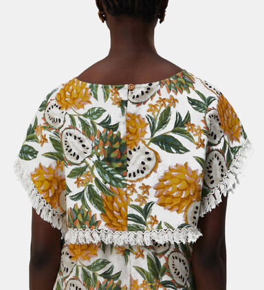 Farm Rio Biriba Printed Frill Blouse | Galeries Lafayette UAE