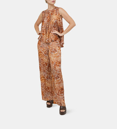 Sfizio Satin Shell-print Palazzo Trousers | Galeries Lafayette UAE