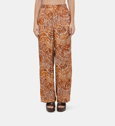 Sfizio Satin Shell-print Palazzo Trousers | Galeries Lafayette UAE